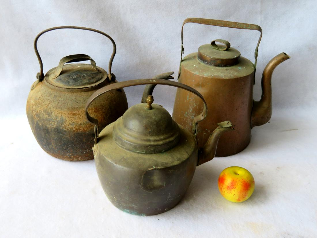 Three 18th/19th century tea kettles including: 1) Cast