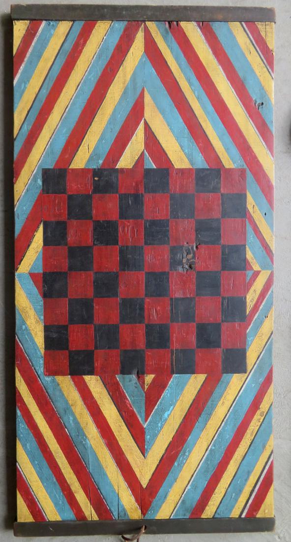 Modern hand painted folk art game board with breadboard