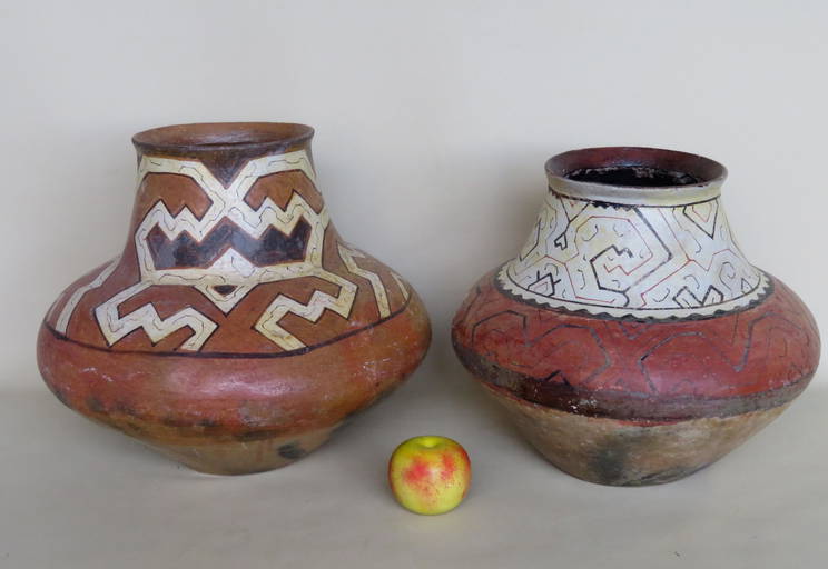 Two Shipibo Tribe Polychrome Pottery Bowls, Amazon Area