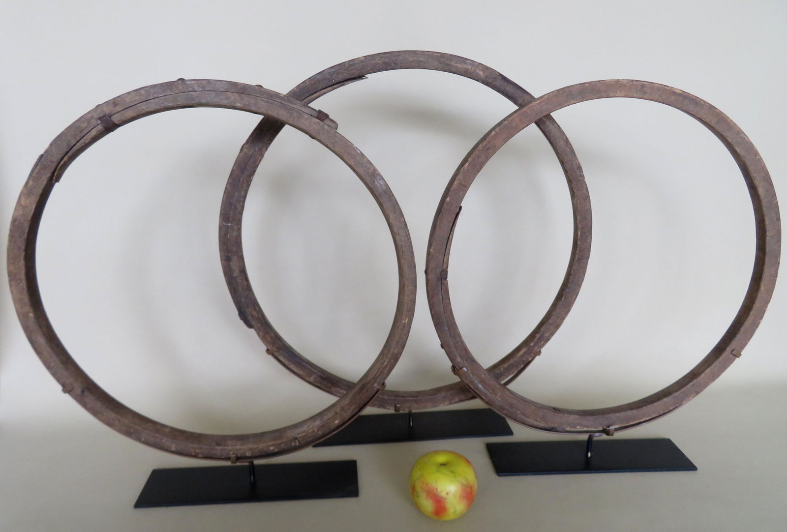 Three wooden rings mounted on museum iron stands - - Mar 28, 2020 ...