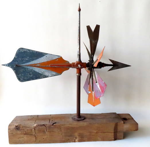 Vintage metal whirligig with front propeller mounted on (#0172) on Feb ...