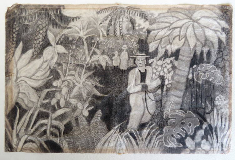A Charcoal Drawing, Possibly Henri J.f. Rousseau (french 1844 1910 ...