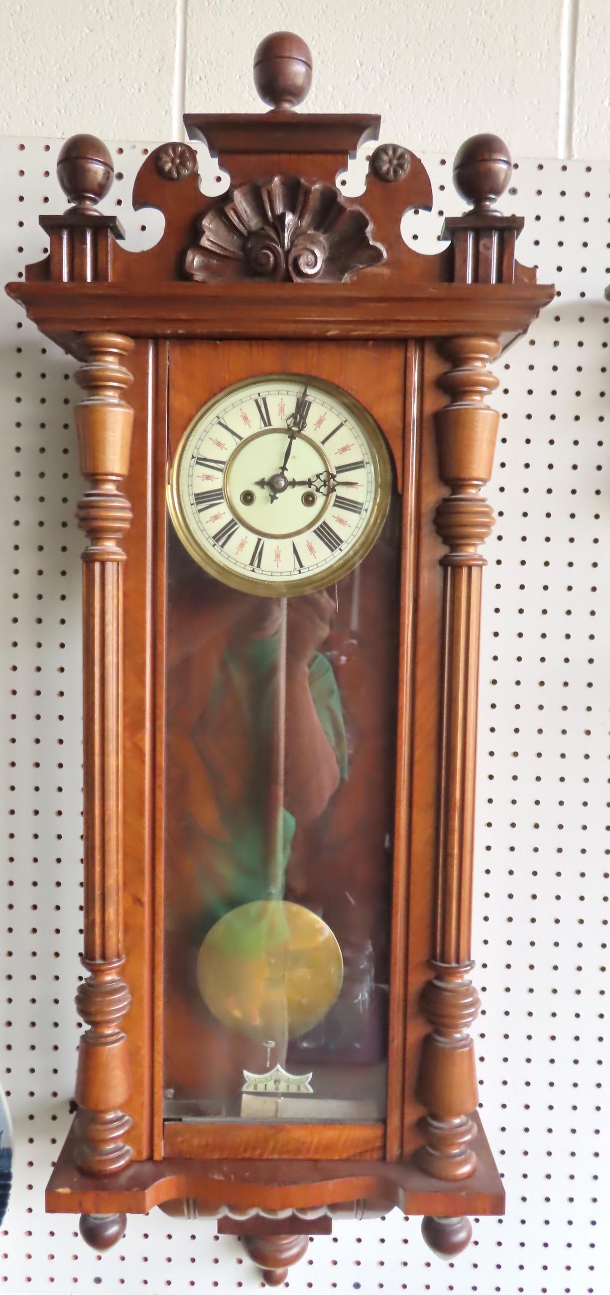 A Walnut And Mahogany Vienna Regulator Wall Clock With Long Drop ...