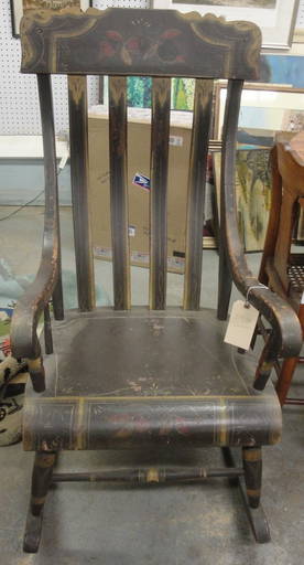 Early Hand Painted Salem Rocker With Painting Of