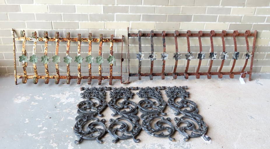 A grouping of 3 decorative metal objects including 2 wrought iron ...