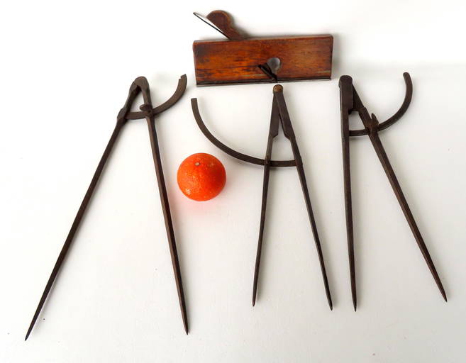 Four 19th Century Tools Including: Three Early Iron Calipers, The ...