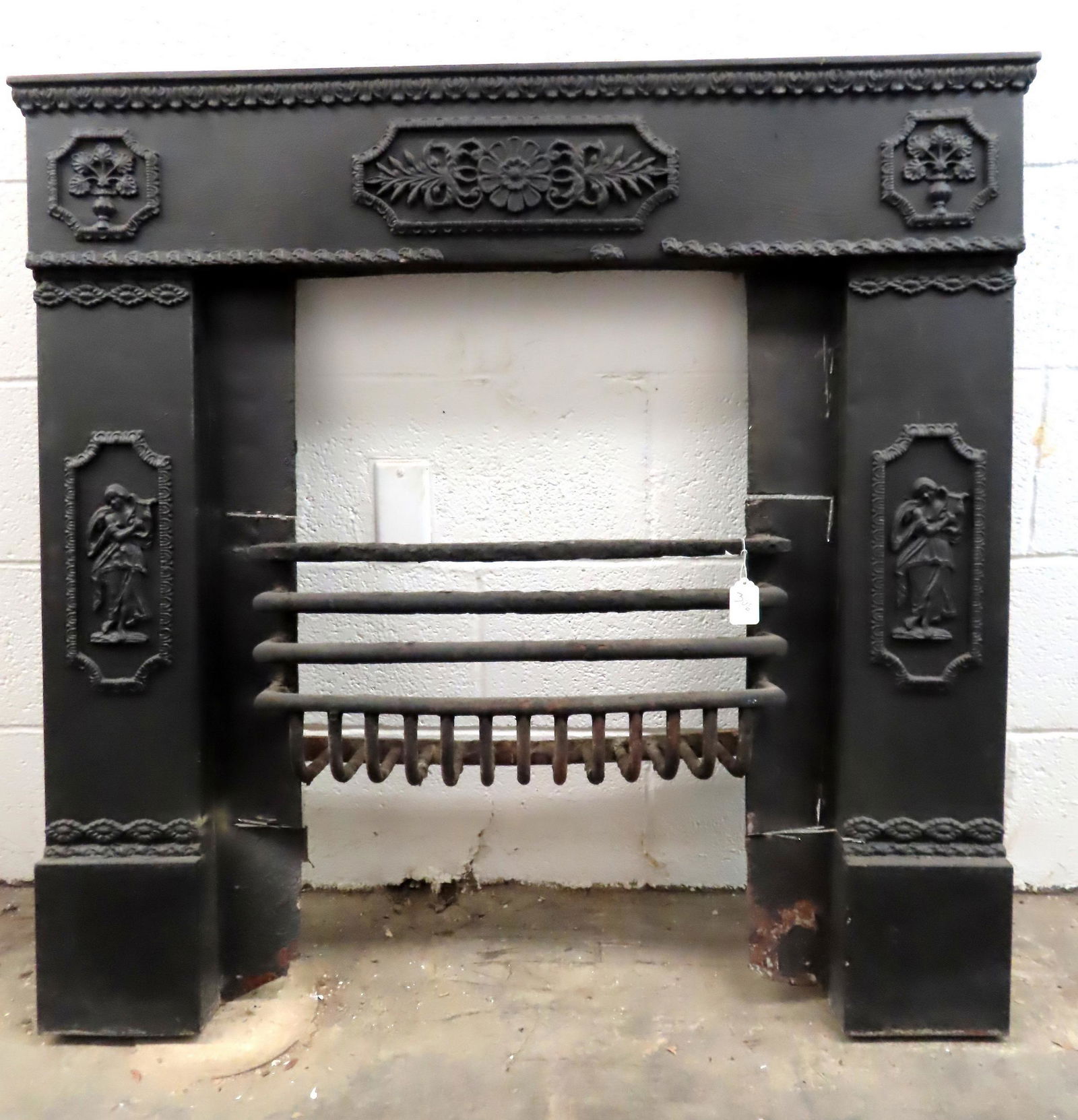 A Cast Iron Fireplace Front, 19th Century, With Applied Floral And ...