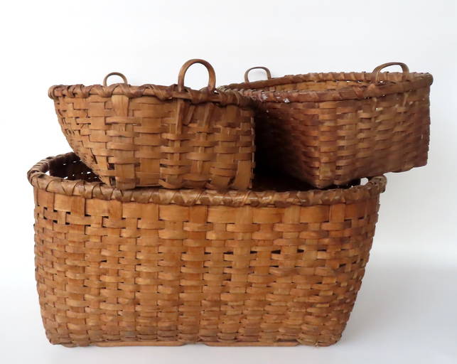 Grouping Of 3 Early Splint Baskets, All 19th Century, Including: The ...