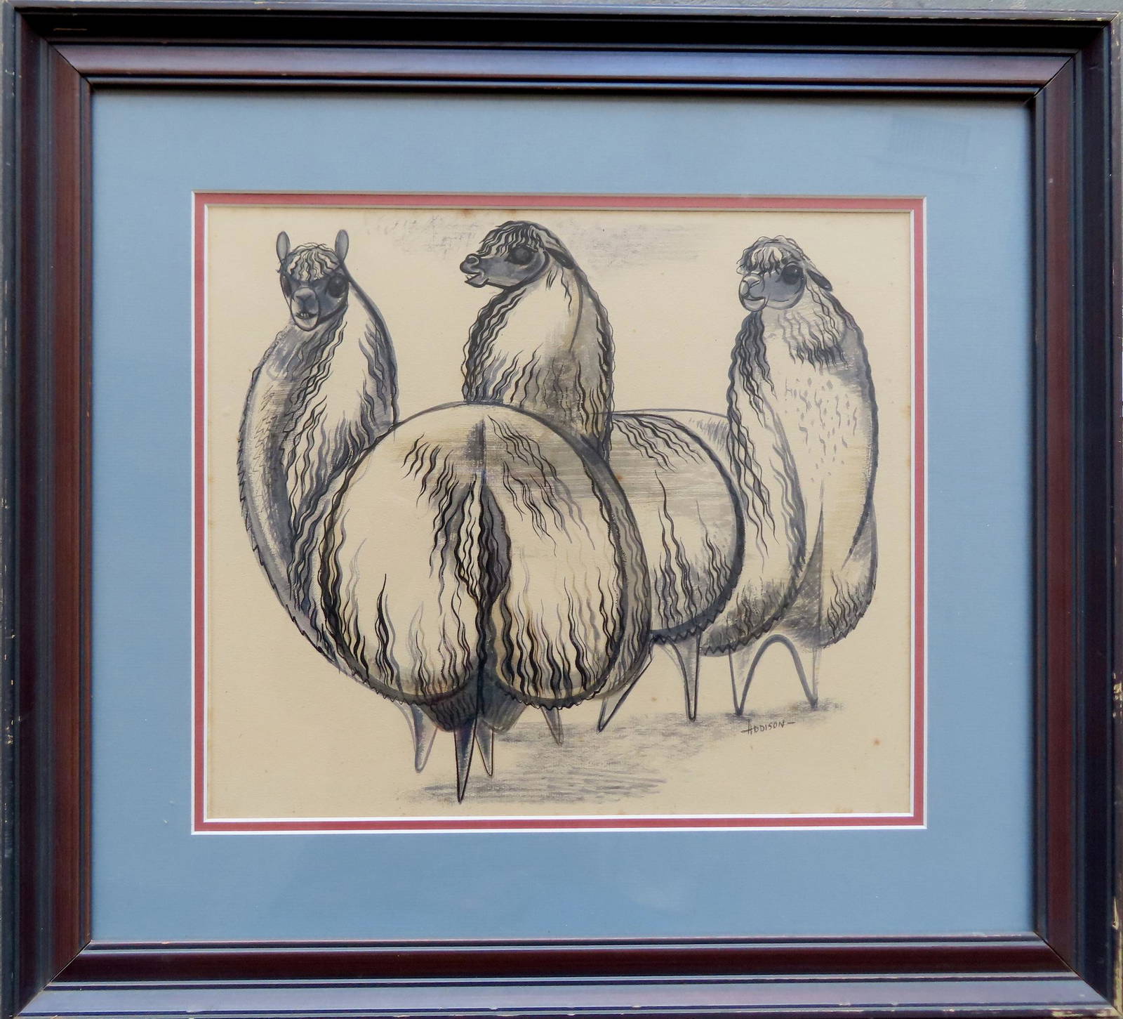 Walter Addison, New York, 1914-1982. A Framed Charcoal Drawing Of A ...