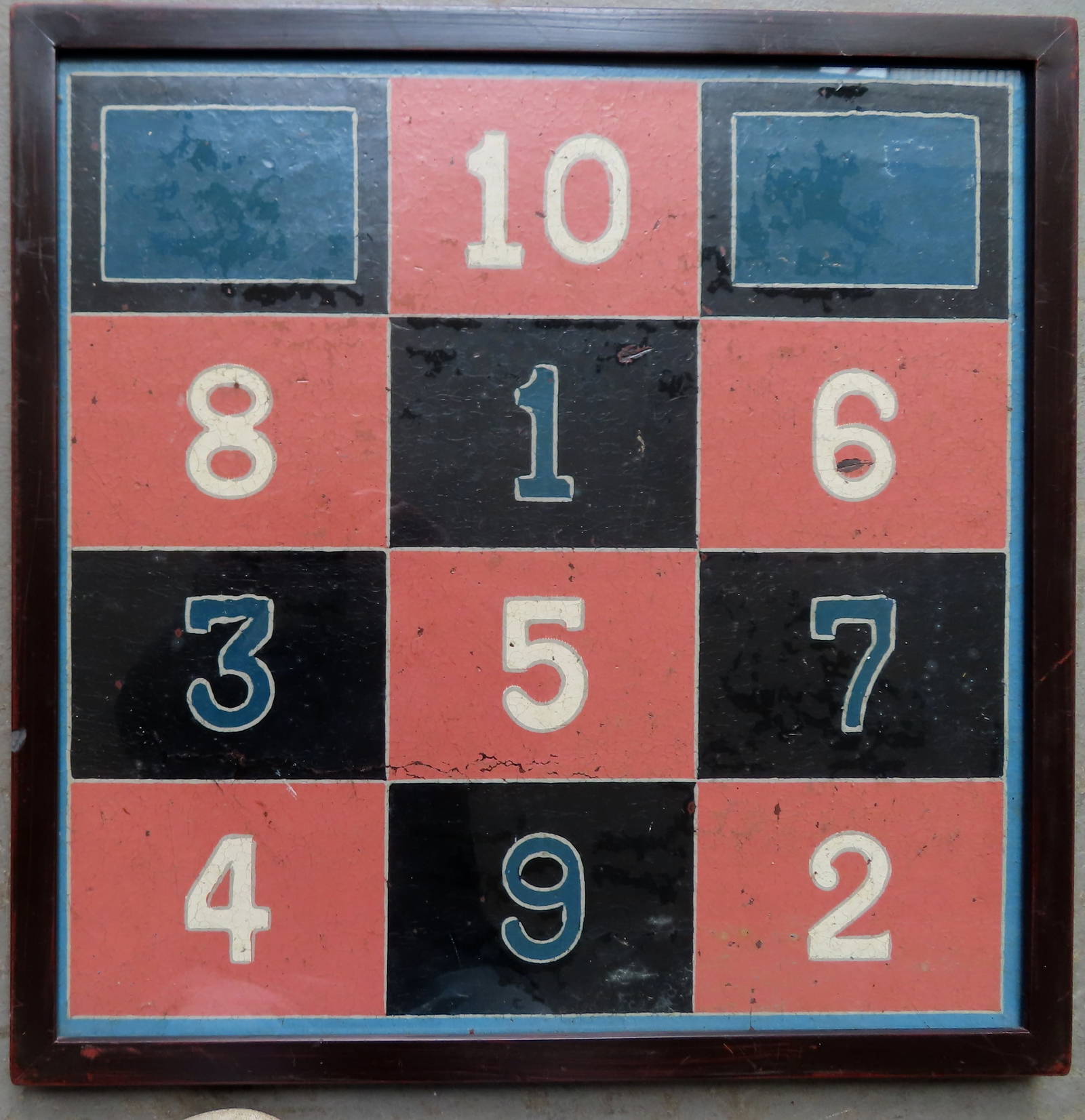 A Framed And Hand Painted Numbers Game Board Under Glass, Early To Mid ...