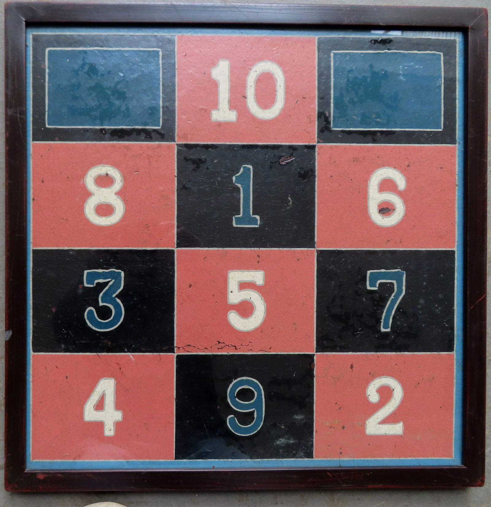 A Framed And Hand Painted Numbers Game Board Under Glass, Early To Mid ...
