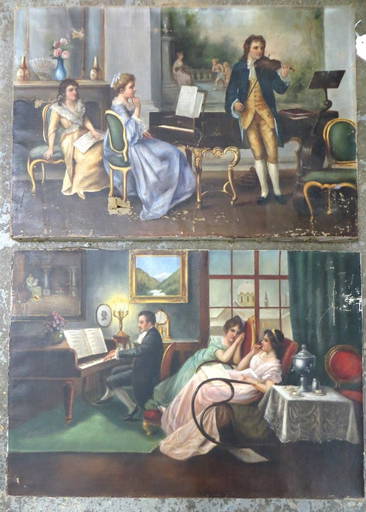 Two O/c Edwardian Parlor Scenes Including Man Play