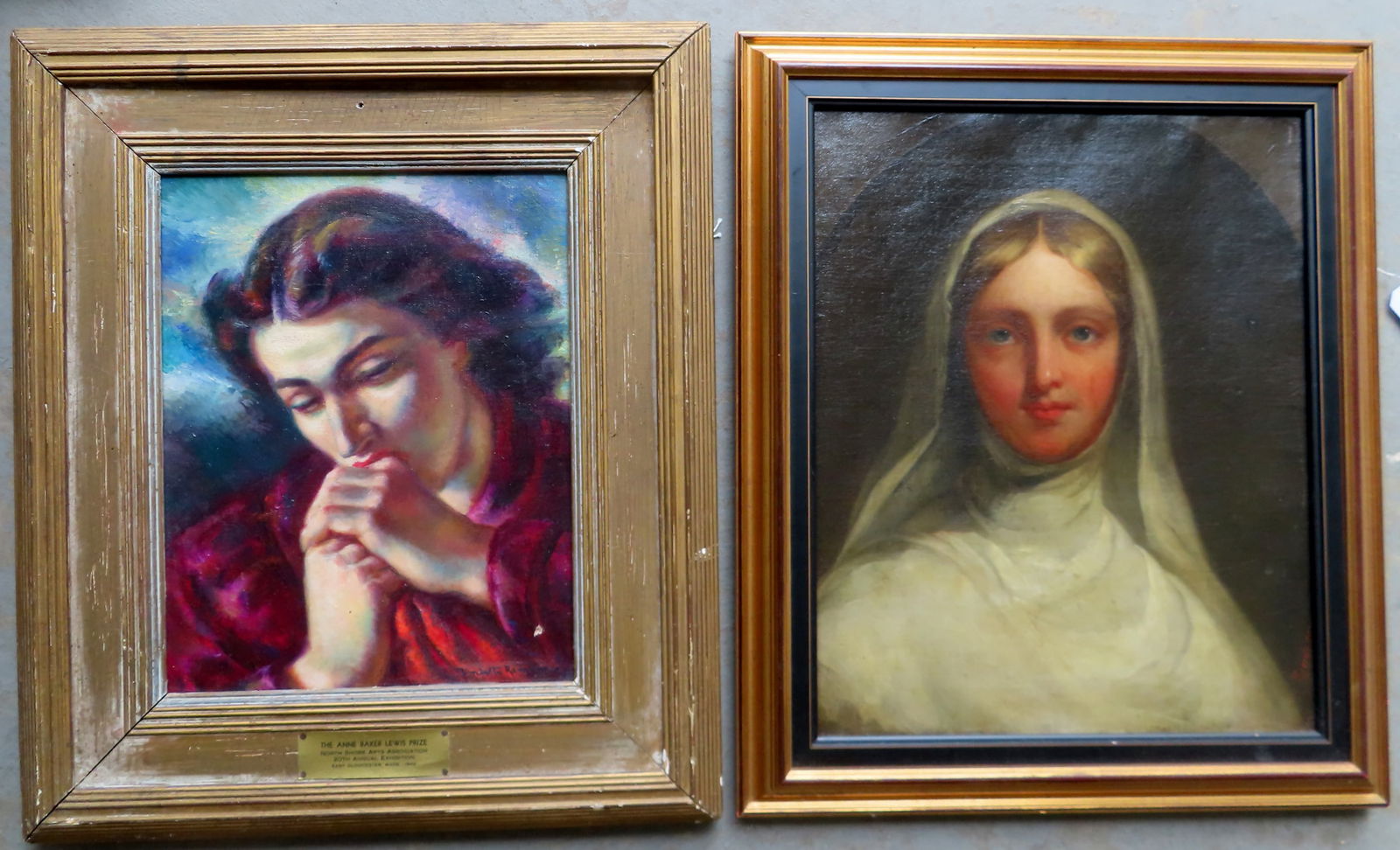 Two Framed Portraits, 19th & 20th Century. The First, O/c Portrait Of A ...