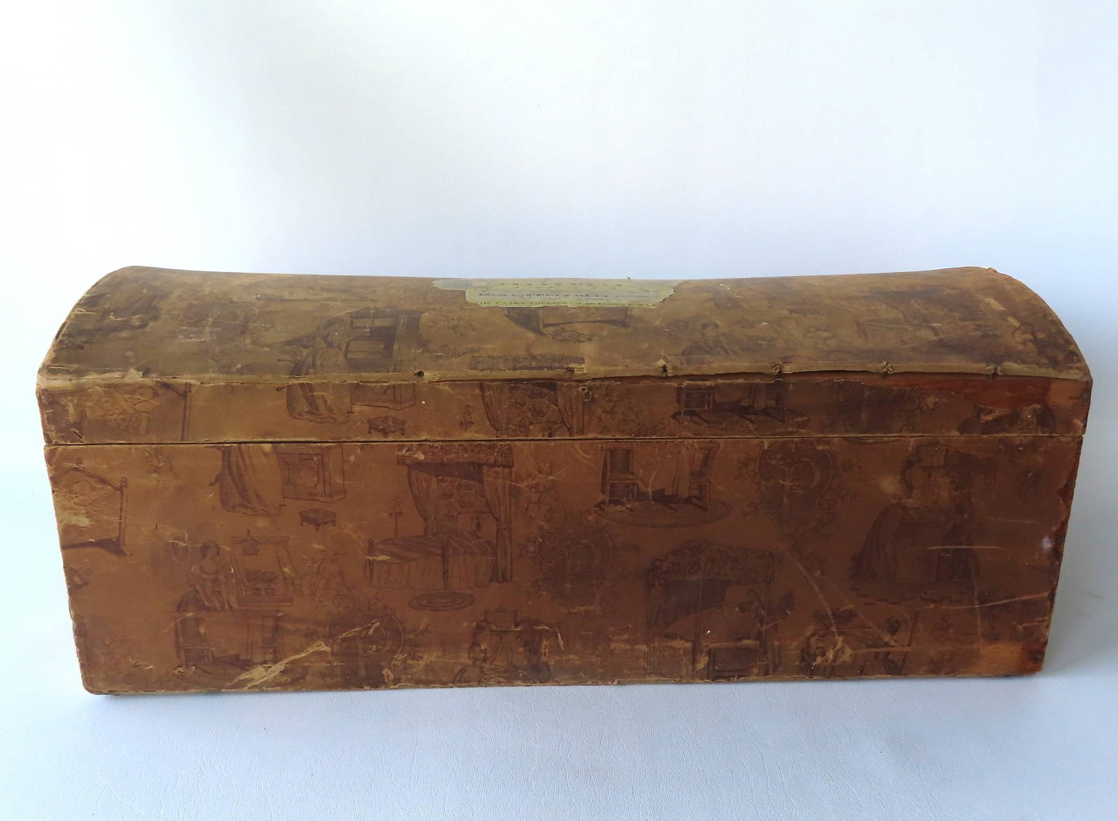 A Dome Top Textile Box Covered With Its Original Lithographed Paper ...