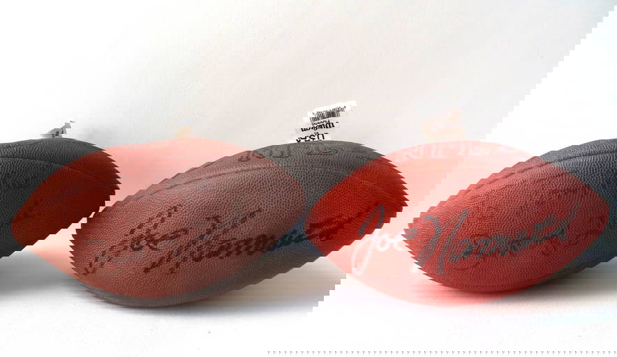 Two Official Nfl Wilson Autographed Footballs Signed By Joe Namath And ...