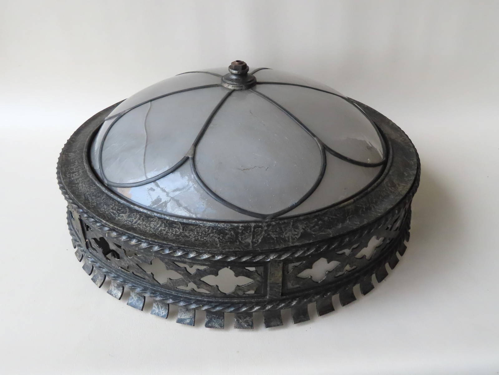 Large Gothic Style Leaded Dome Ceiling Fixture Having A Translucent ...