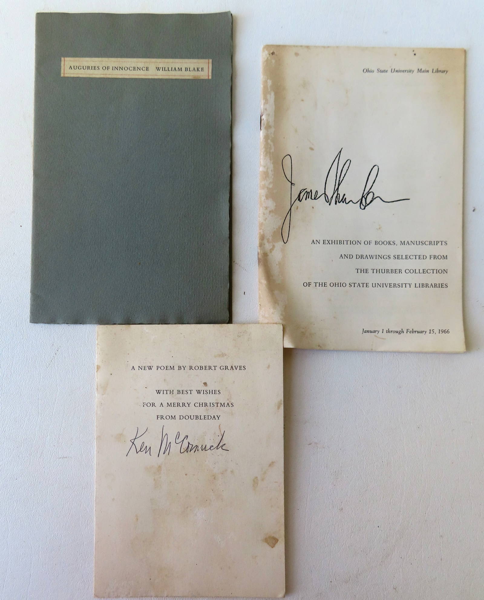 Two Leonard Baskin Illustrated Verses, One Inscribed To Norman Rockwell. The First, "auguries Of ...