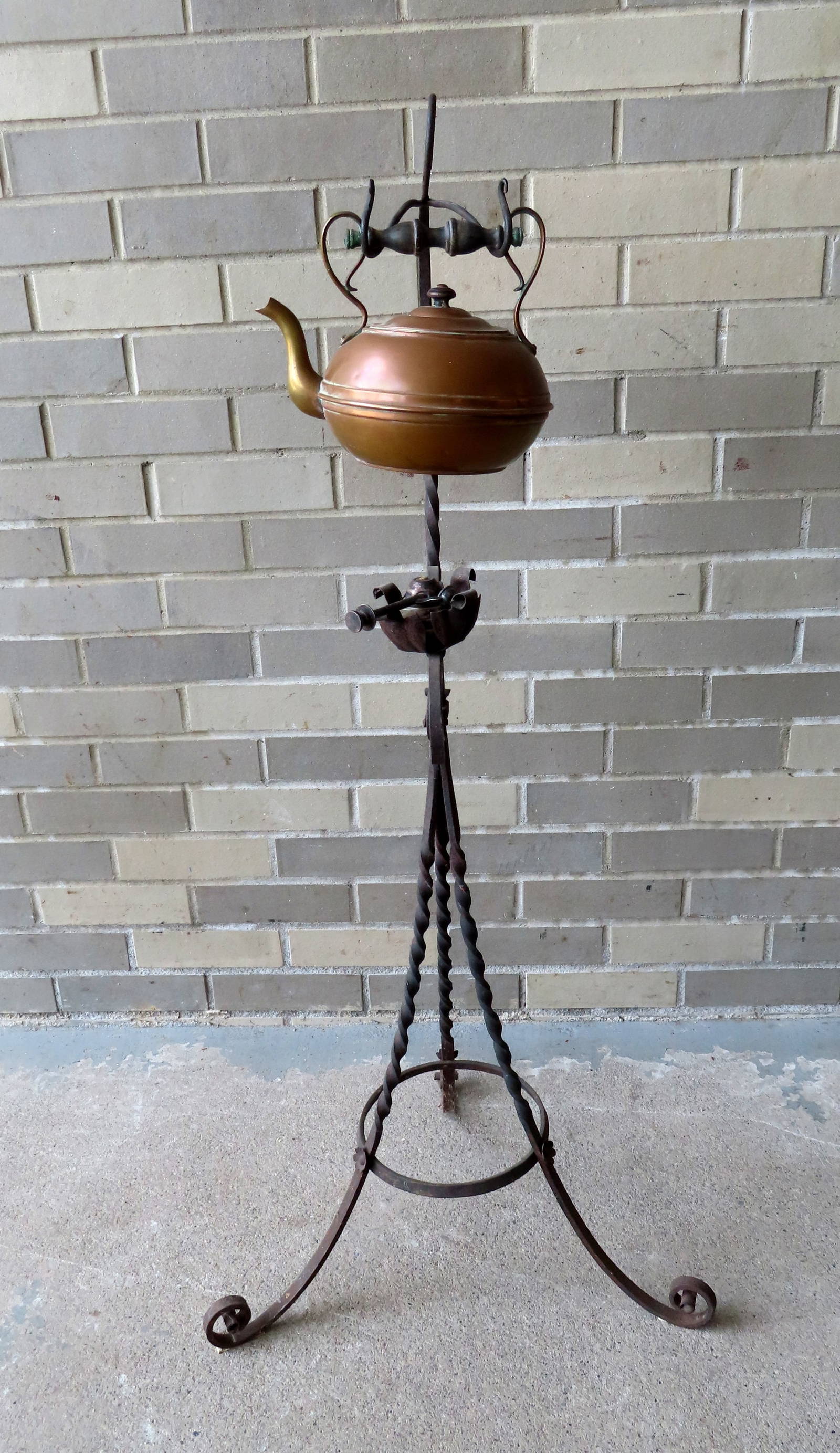 An Arts & Crafts Kettle Wrought Iron Stand With Original Copper Tea ...