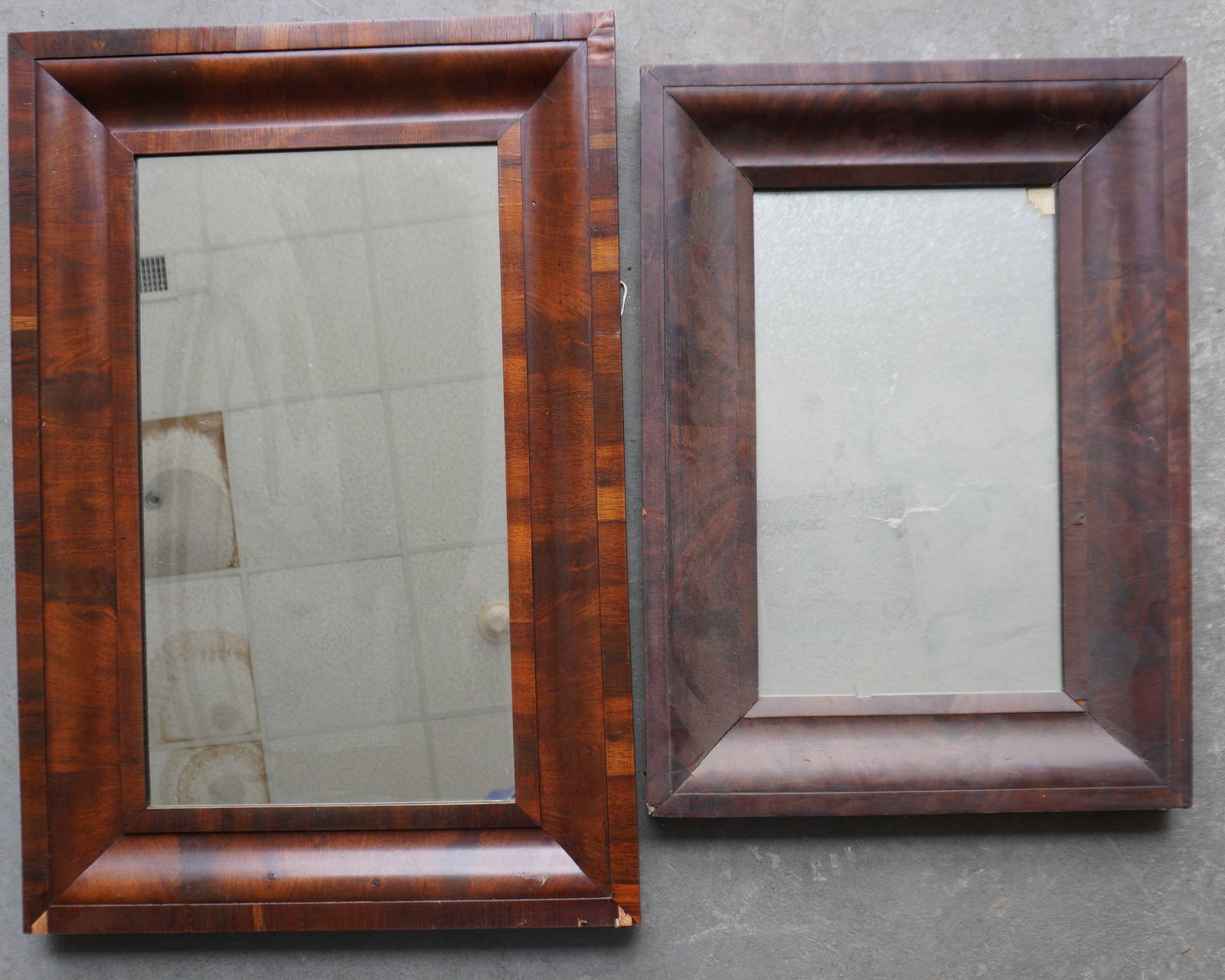 Two Empire Ogee Mahogany Mirrors, Both With Minor Losses To Veneer ...