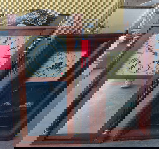 Two Shelf Clocks: A Good Riley Whiting Double Panel Shelf Clock, Mid ...