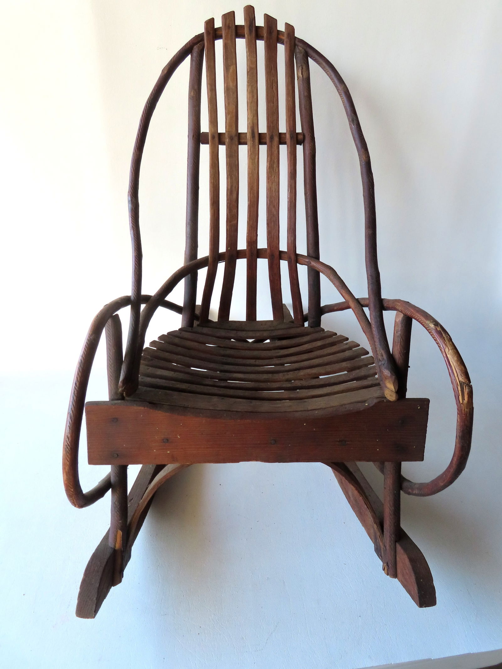 A Child's Adirondack Twig Rocker With Slats In Seat And Back, Late 19th ...