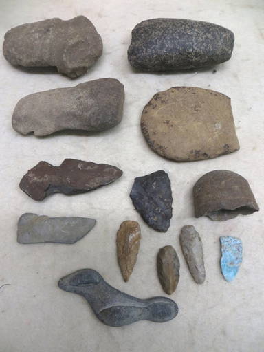 Lot Of 13 Native American Stone Artifacts Including