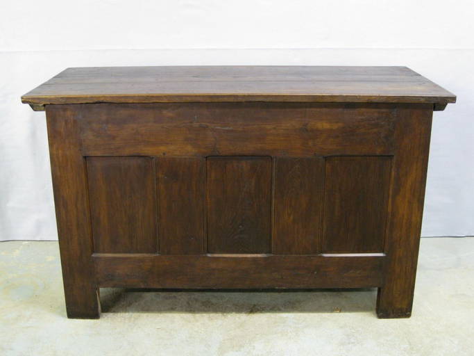 Very Fine Early Oak Storage Chest Having Paneled Front