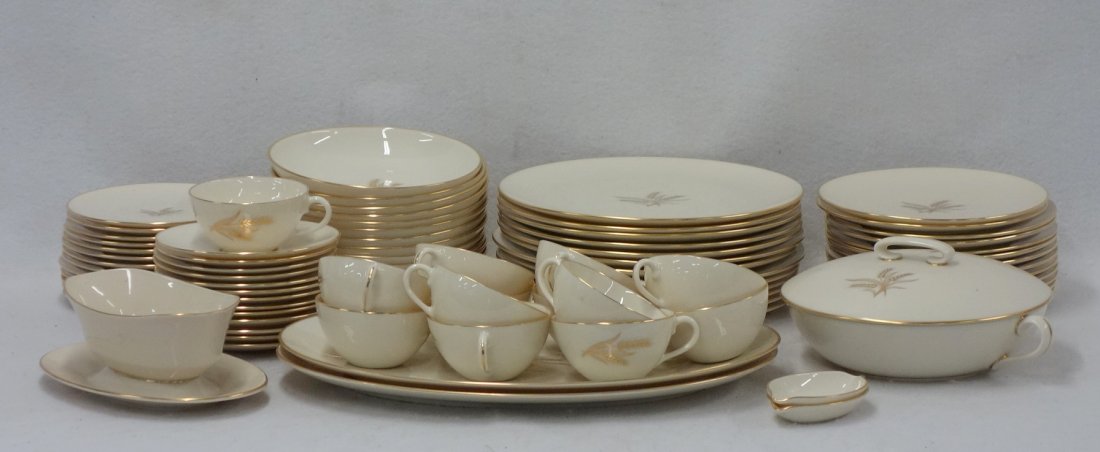Sixty pieces Lenox "Wheat" pattern china
