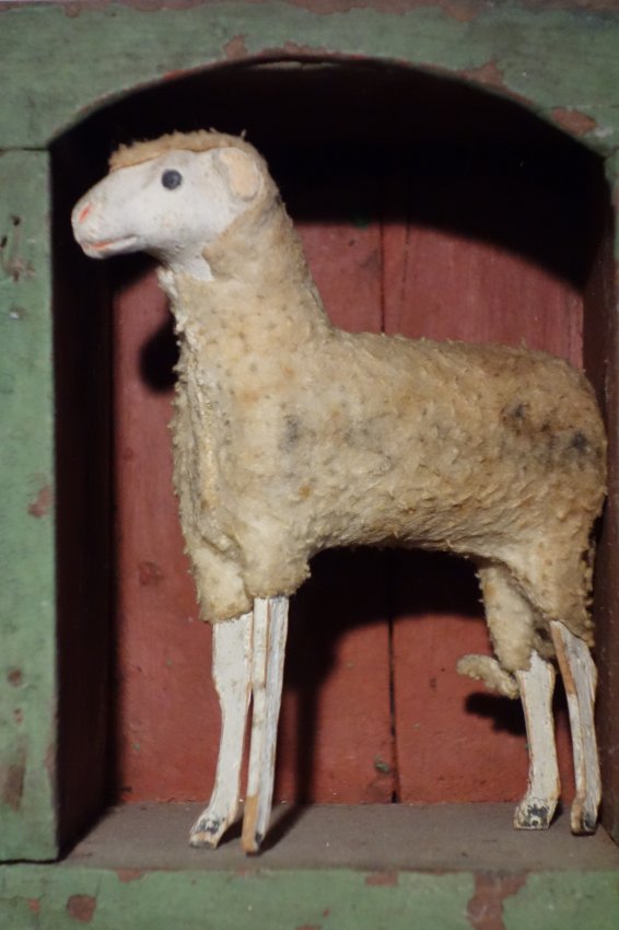 Collection of 50 miniature sheep, most wooden with wool : Lot 7