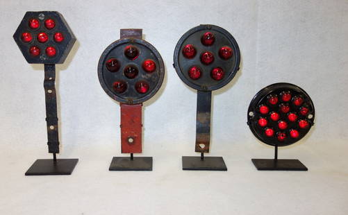 Grouping Of 5 Railroad And Automobile Red Reflectors