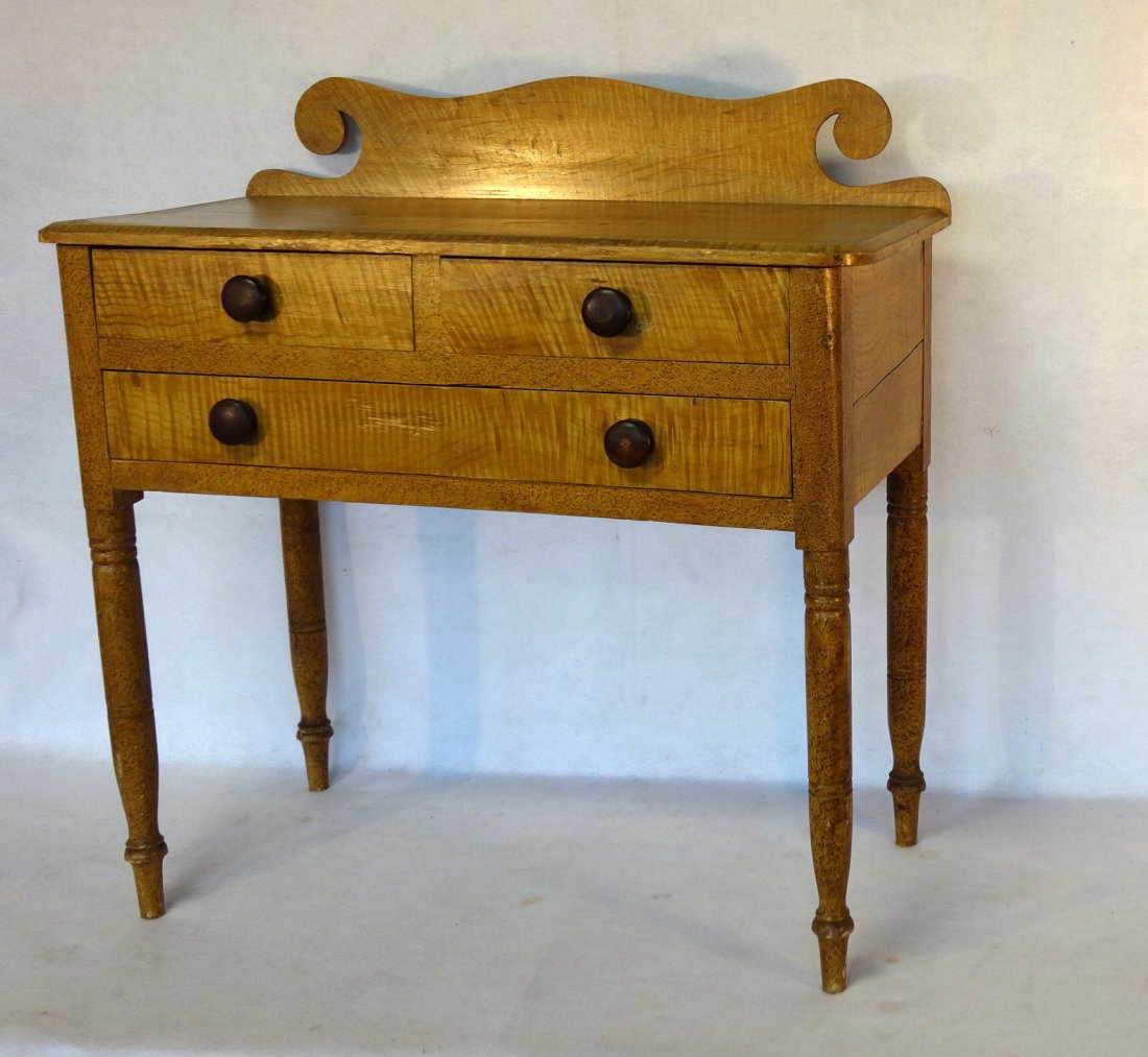 Mustard grain painted Sheraton dressing stand, with