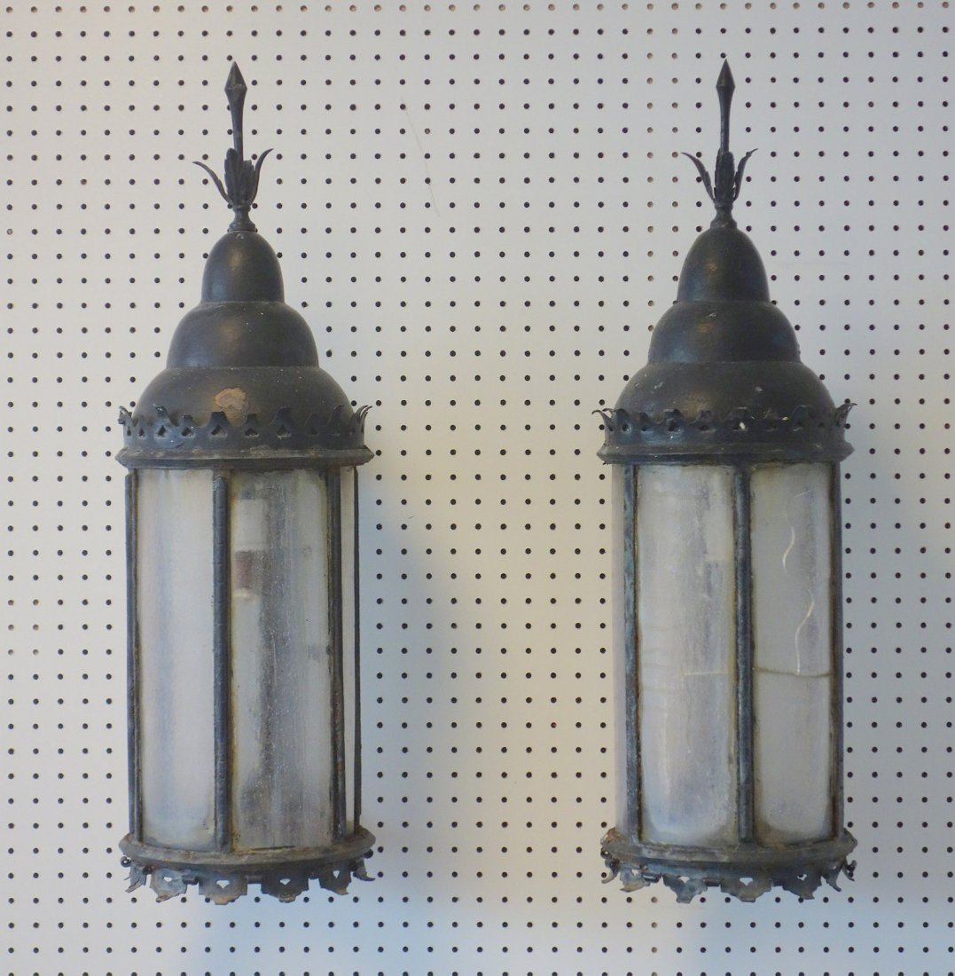 Fine pair of matching gothic style building sconces