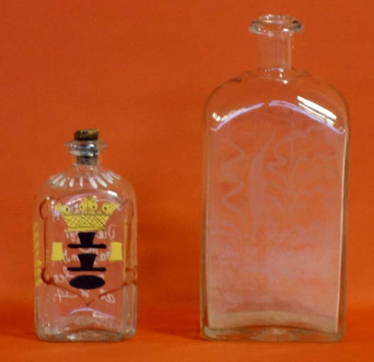 Two Early Steigel Type Glass Bottles Including Decanter
