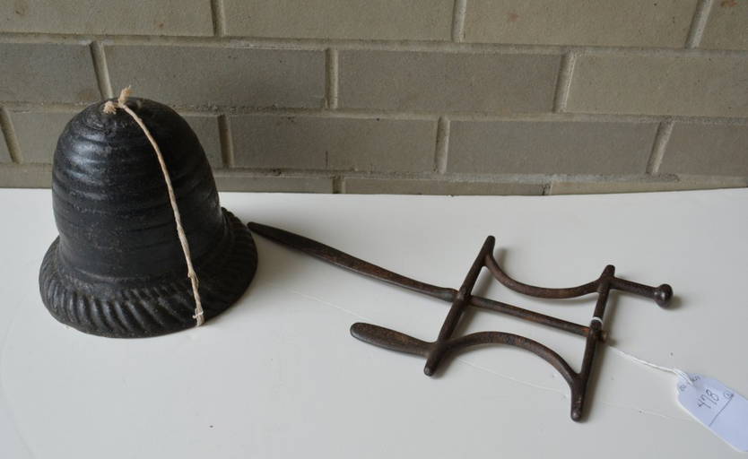 Two Cast Iron String Holders Including A Beehive Shape