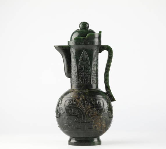 Chinese Hotan Jade Carving Pot, 18th Century