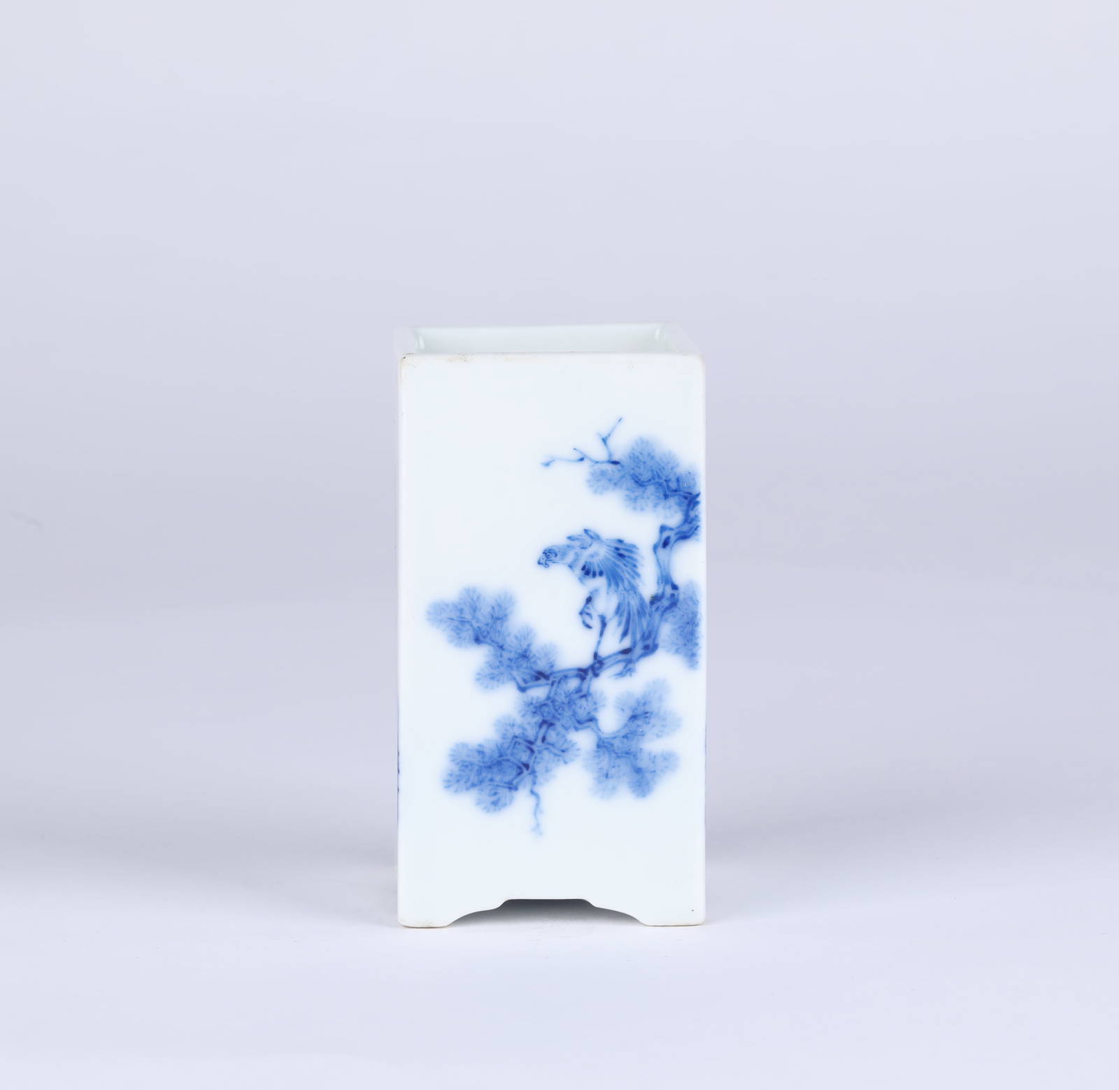 Wang Bu, Blue And White Glazed Porcelain Pen Holder Auction