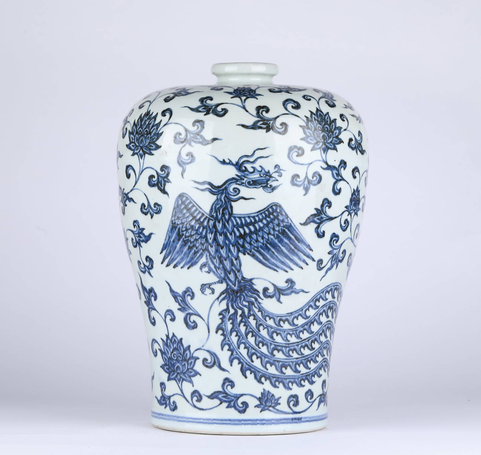 Ancient Chinese Blue And White Glazed Phoenix Patterned Porcelain Vase ...