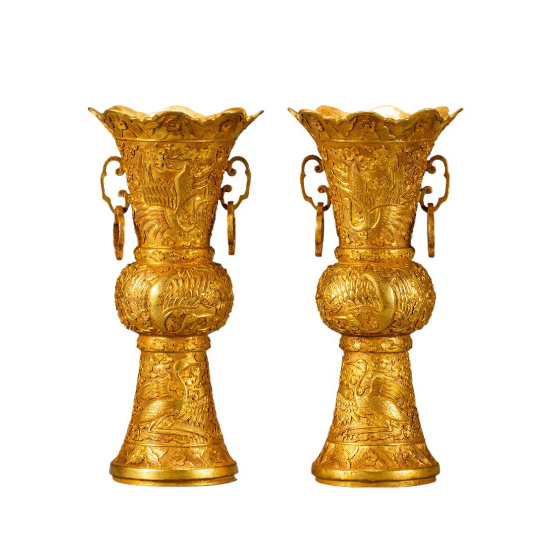A Pair Of Gilt Bronze Zun Vase Auction
