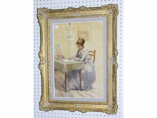 Watercolour Of Woman In Guild Frame