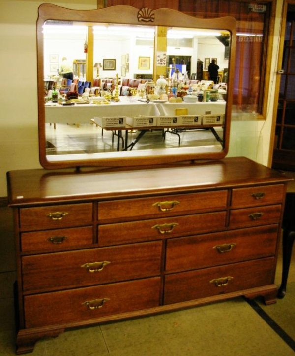 Knechtel Mahogany Triple Dresser With Mirror