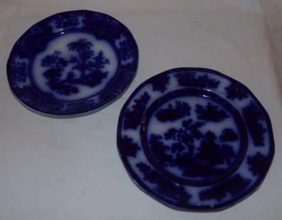 2 Vtg Flow Blue Plates