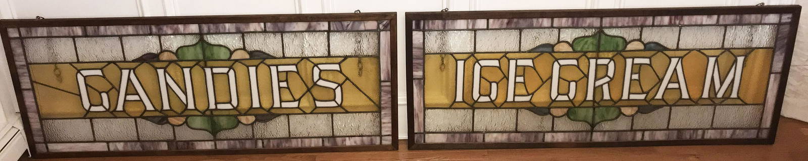 Pair Of Vintage Ice Cream/candy Parlor Windows