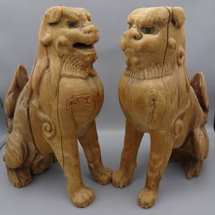 Wooden Japanese Netsuke Dog Edo Period