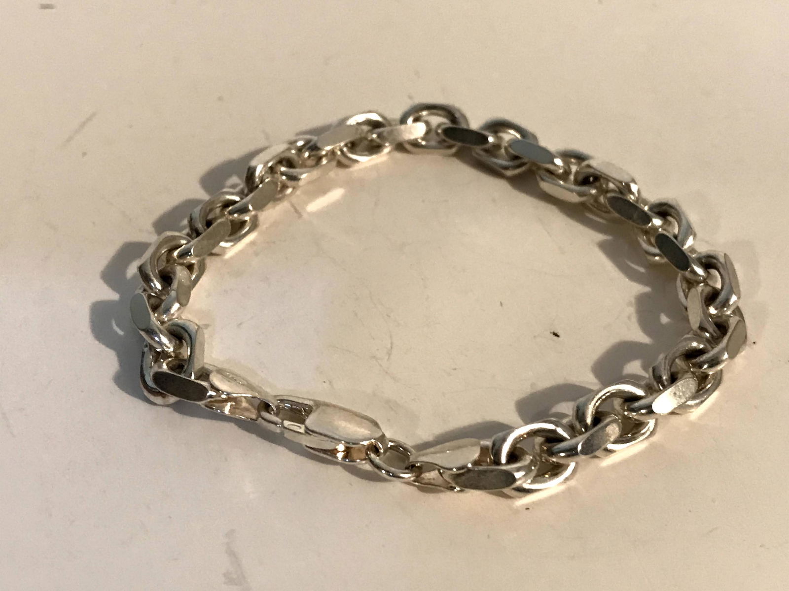 Vintage Sterling Silver Thick Rope Bracelet Italy 2
