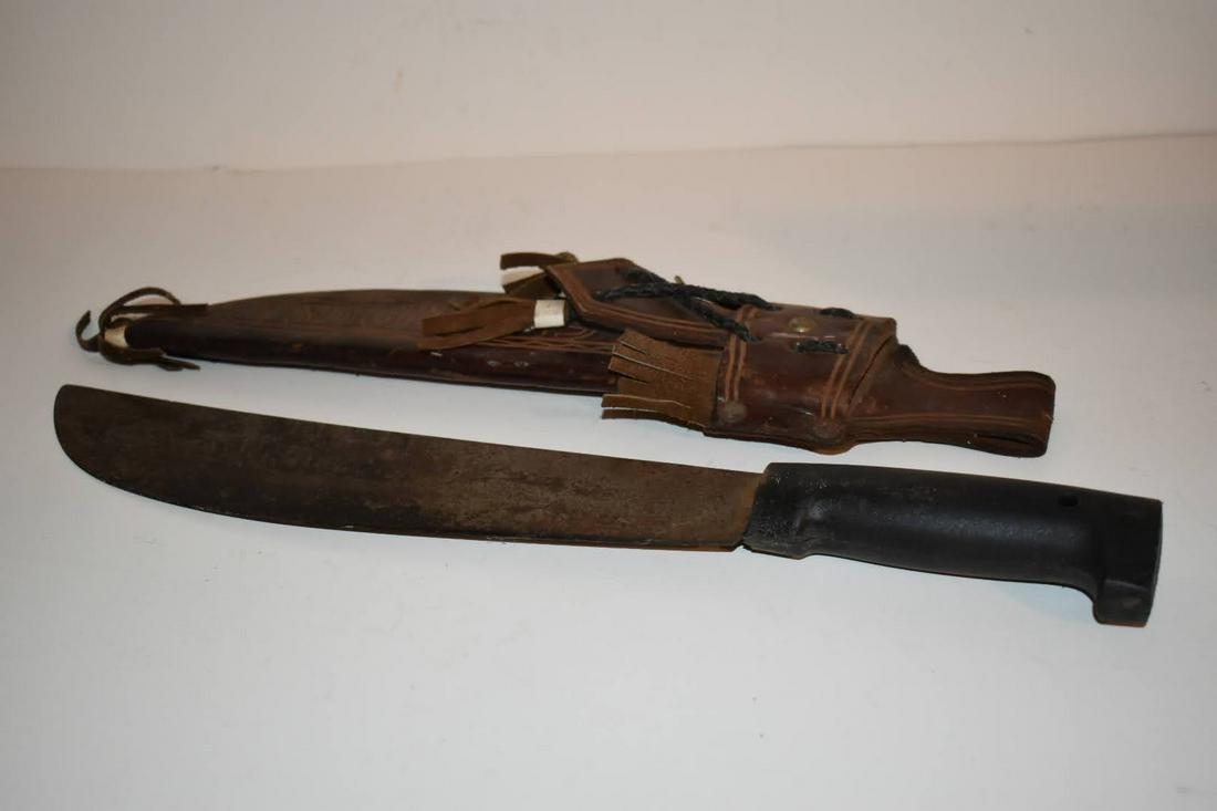 Vintage Machete Knife El Salvador Leather Sheath
