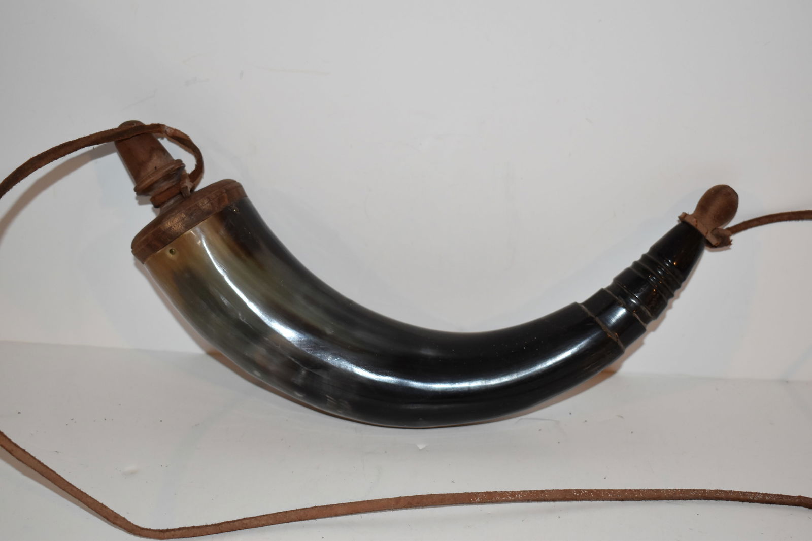 Antique Vintage Black Powder Horn Flask