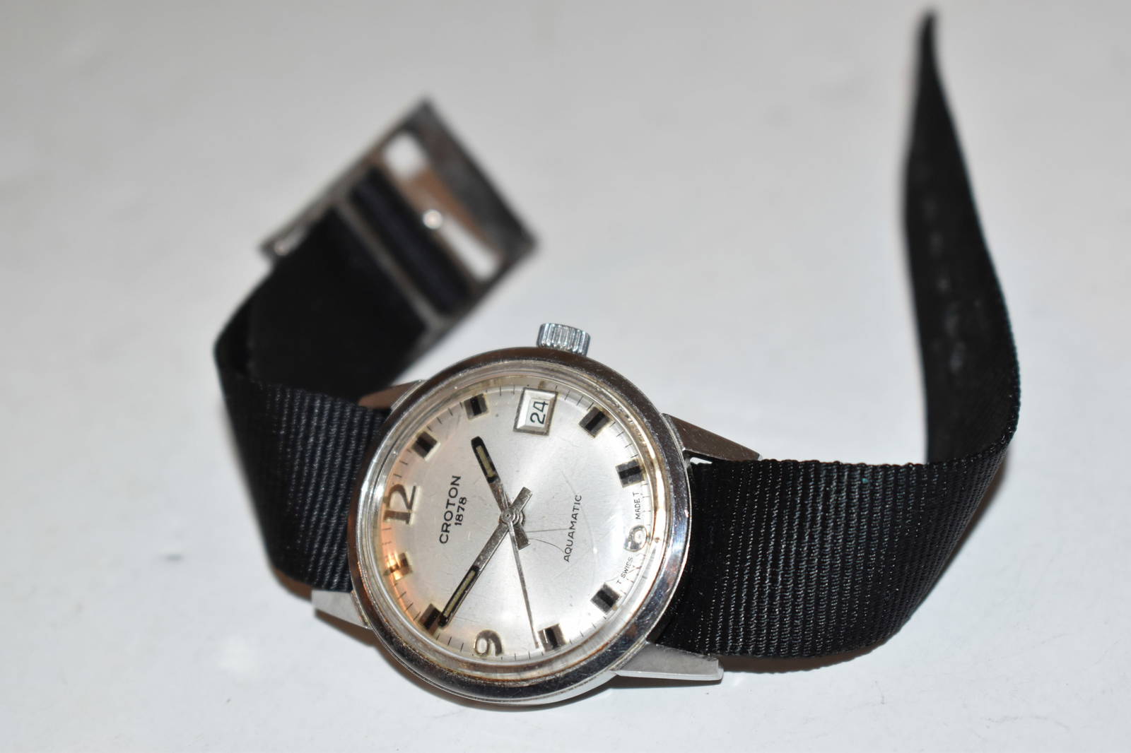 Vintage Croton Mens Automatic 1878 Aquamatic Dial Swiss Works Great ...