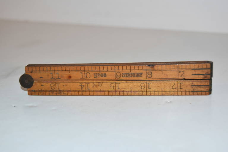 Vintage Stanley Rule No. 68 Four Fold 24" Wood & Brass Folding Ruler