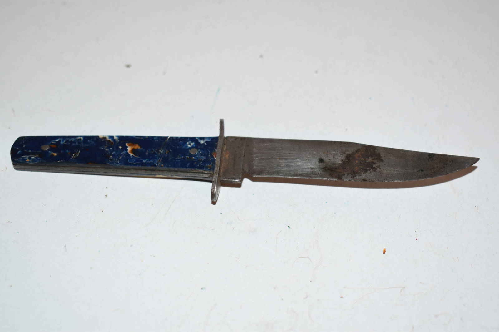 Vintage Blue Fixed Blade Blue Swirl Knife 6" Auction