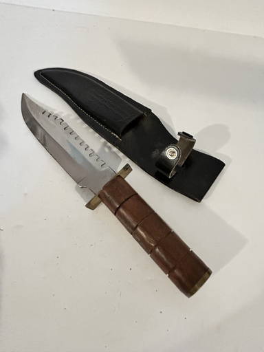 Vintage Pakistan Fixed Blade Knife 11 1/4" Blade 6 3/4" With Sheath